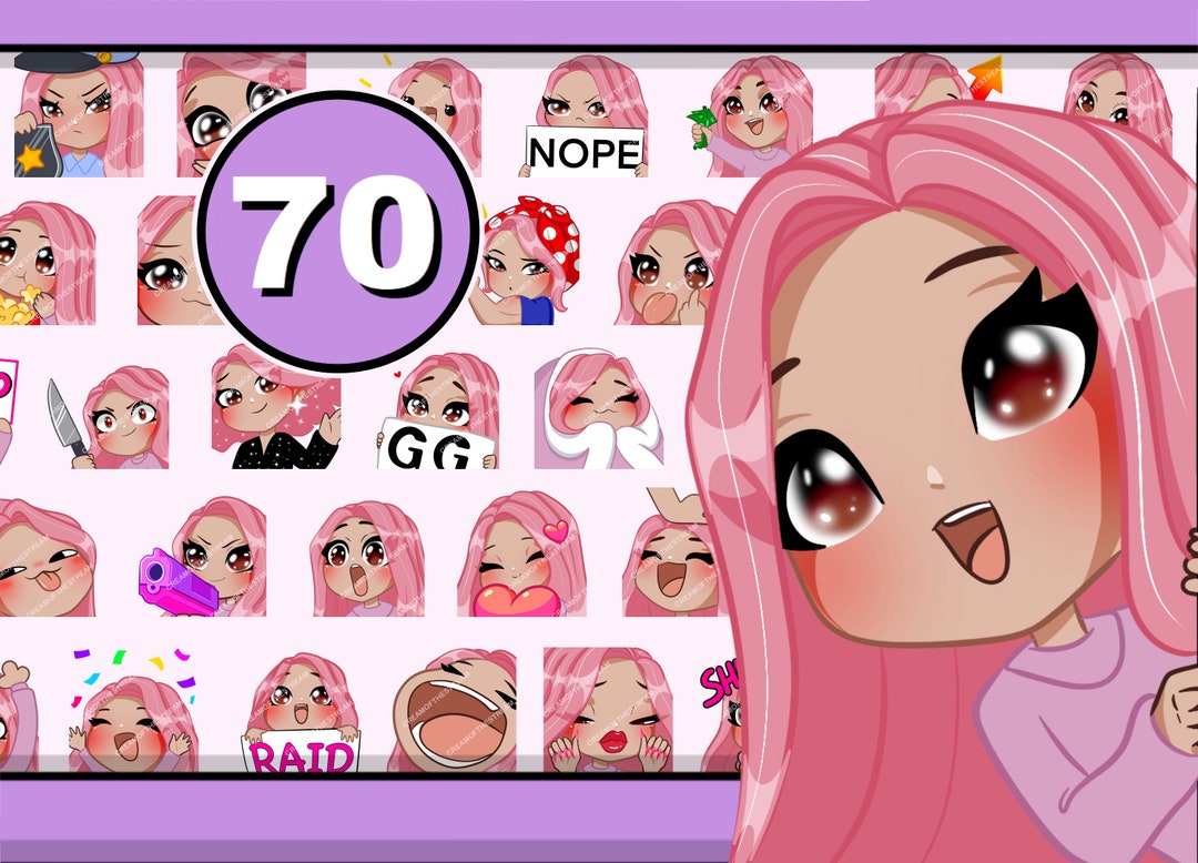 Emot P2u Emote 70pcs Set ( Marina | Pink Hair | Brown Eyes | Latte Skin ...