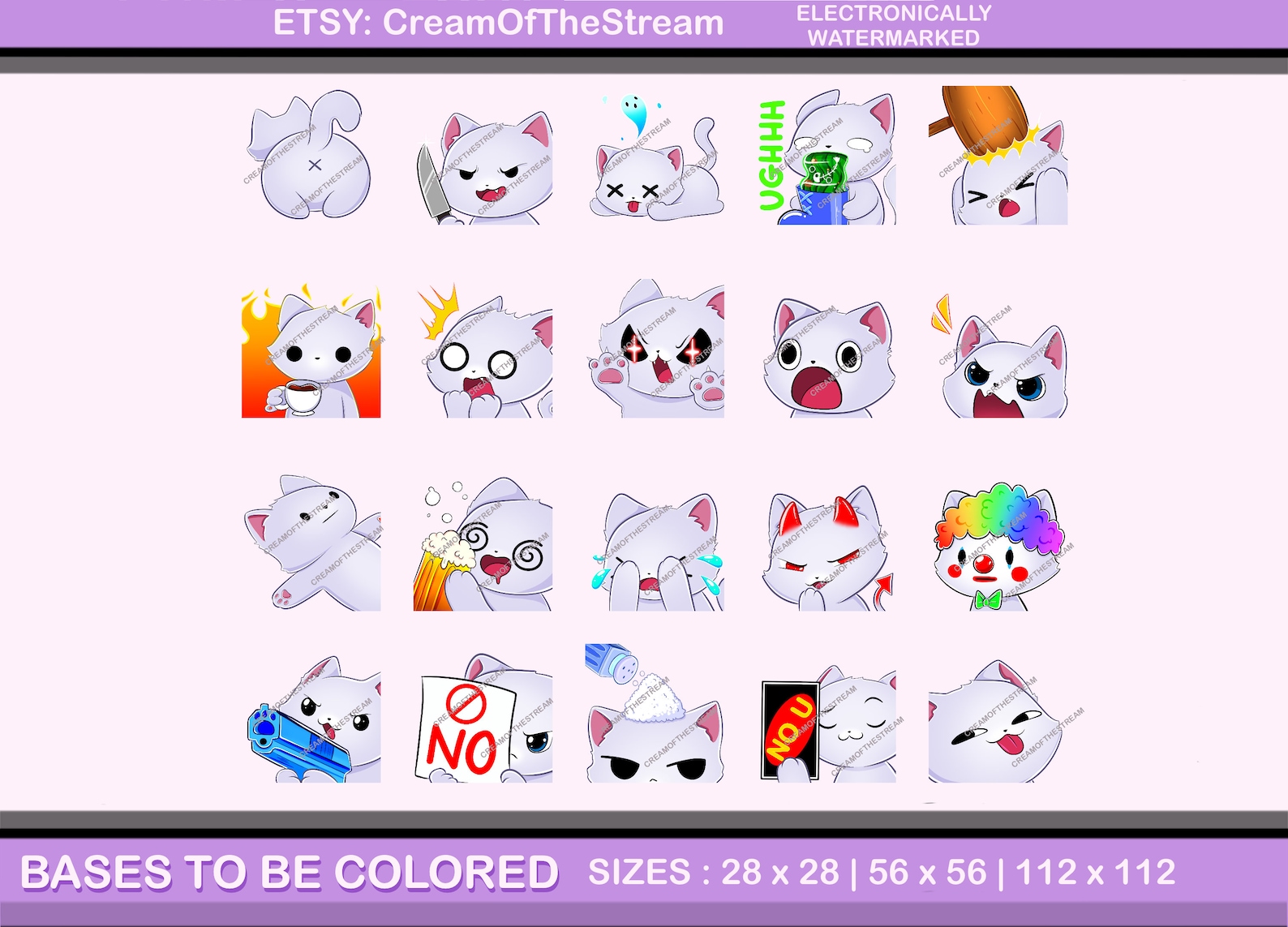 42 CUSTOM CAT Twitch Chibi Emotes - NEW Pet Emotes | Emot Twitch Emote ...
