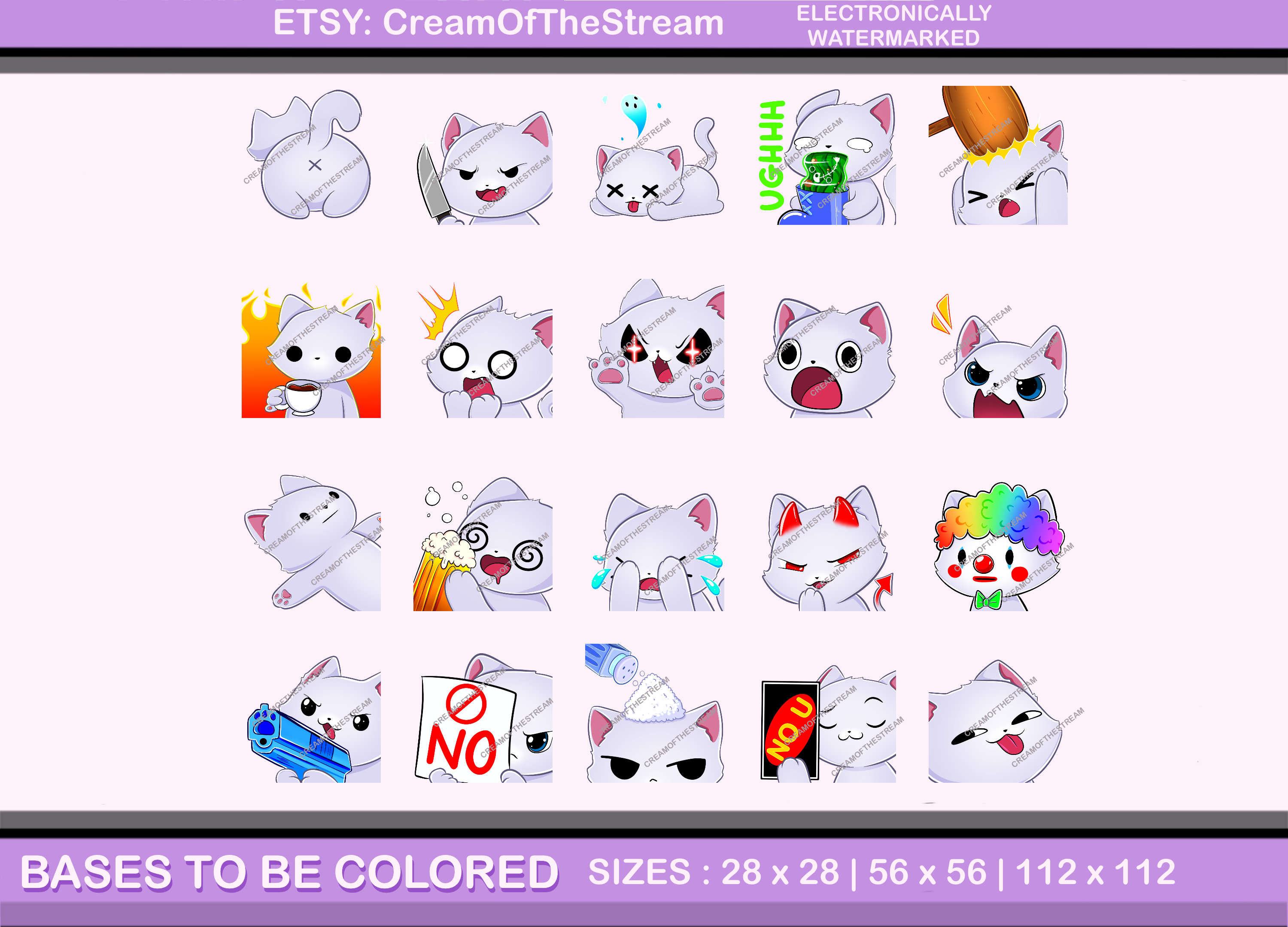 42 CUSTOM CAT Twitch Chibi Emotes - NEW Pet Emotes | Emot Twitch Emote ...