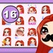 Emojis Chibi Girl Emotes 16pcs DOLLY : Ruby Hair Brown Eyes Pale Skin ...