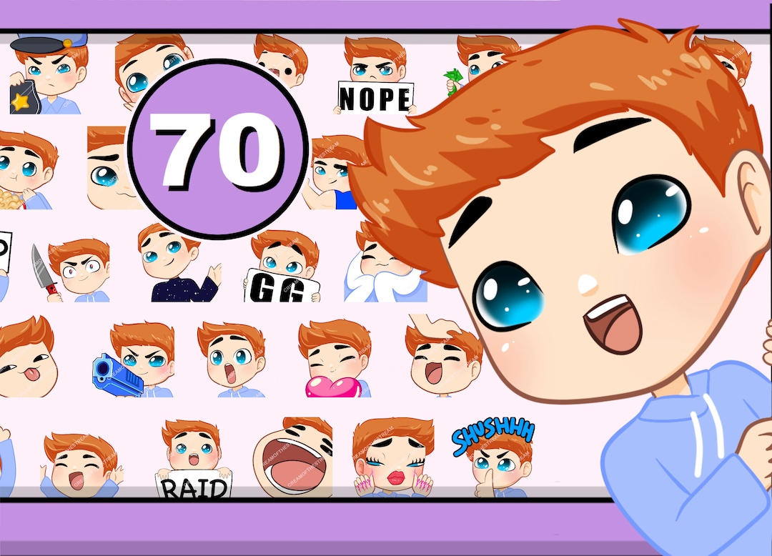 Emotes Pack 70pcs Boy ( PETE: Ginger Hair | Blue Eyes | Pale Skin ...