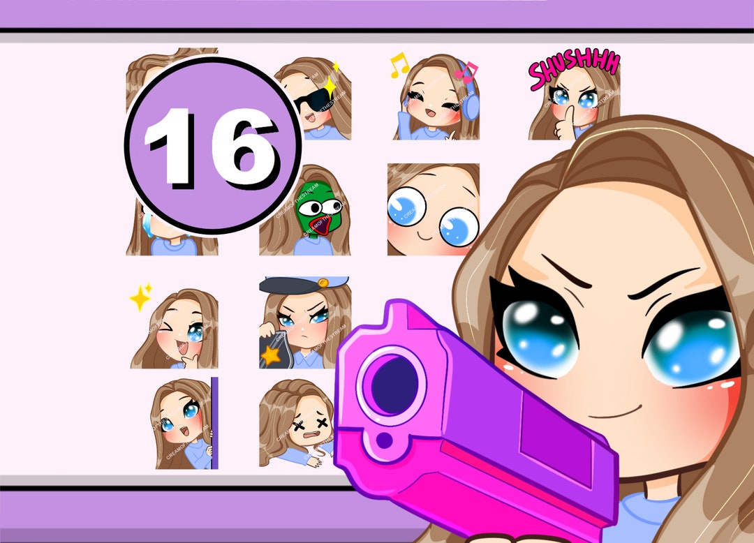 Chat Emotes 16pcs ( EMILY : Light Brown Hair | Blue Eyes | Pale Skin ...