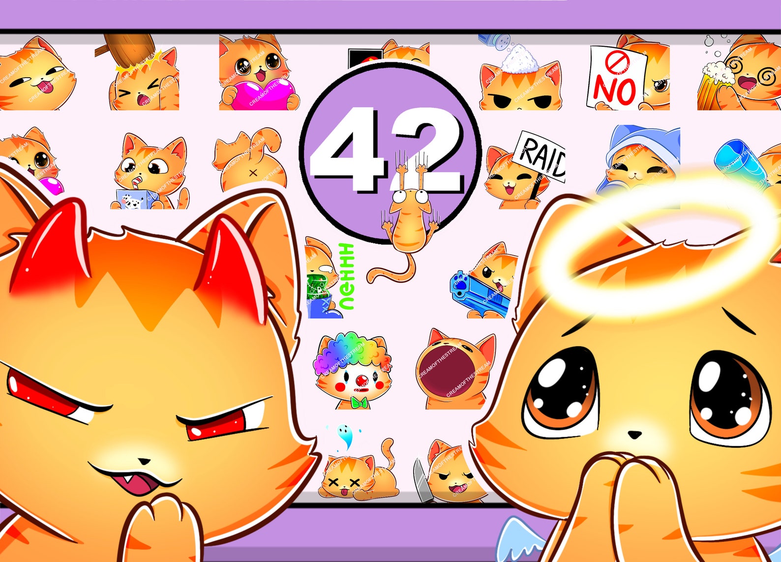 42 ORANGE CAT EMOTES Mega Pack | Cute Chibi Kitten Furry Pet Angel ...