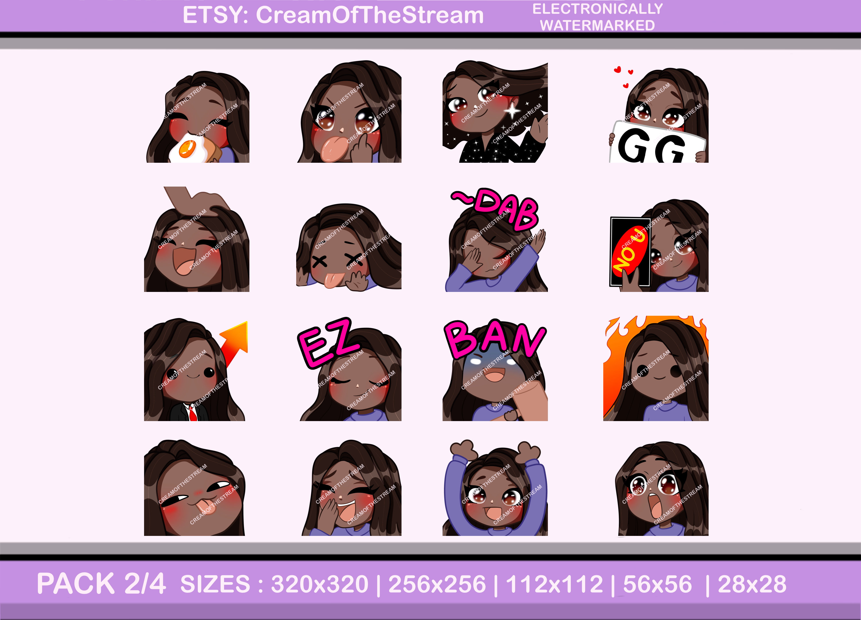 Discord Emote Chibi Emotes 70pcs Bundle Pack ( Innes | Dark Brown Hair ...