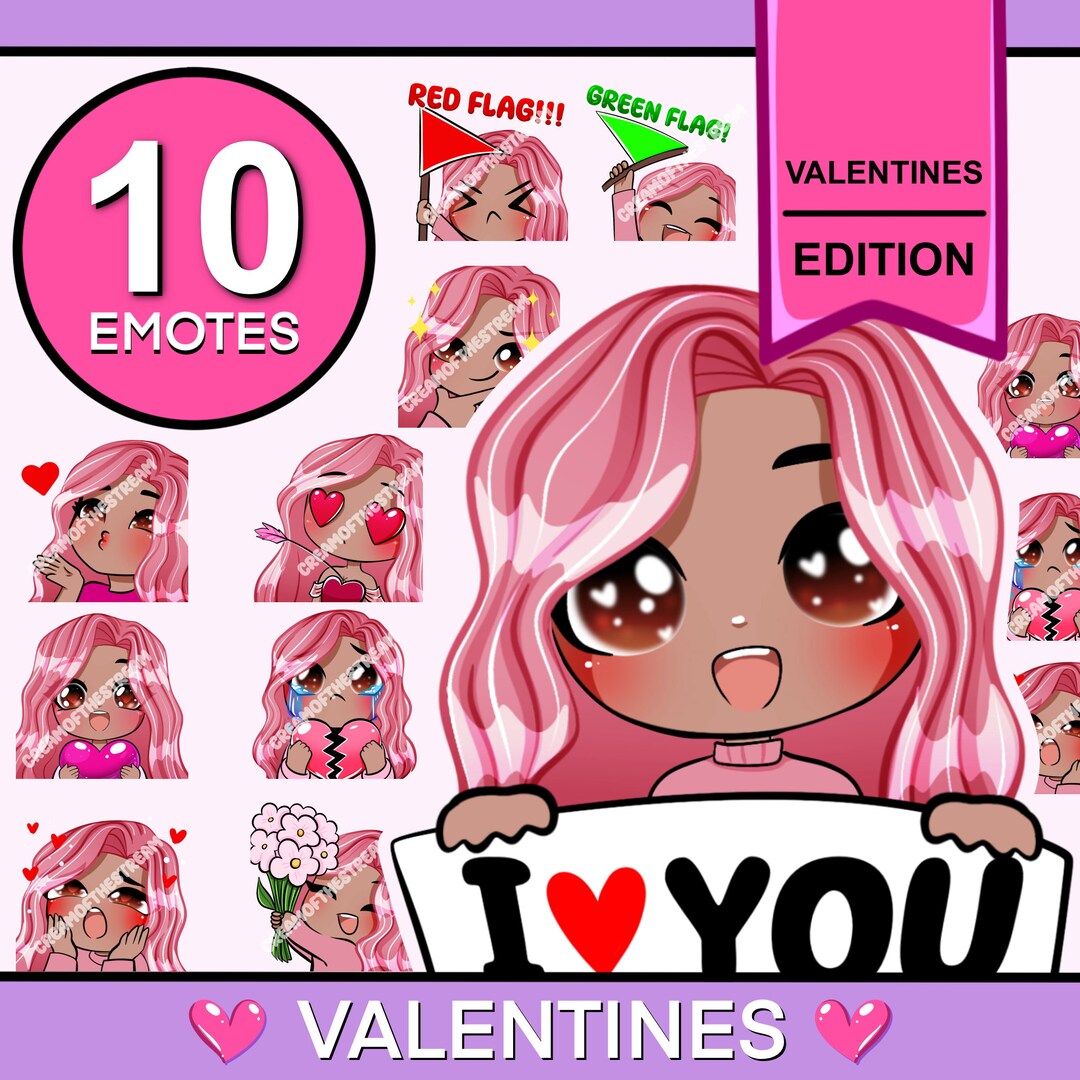 Valentines Day Chibi Emotes P2u Emote ( Amber | Pink Hair | Brown Eyes ...