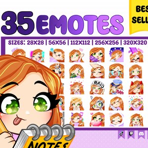 Kick Emotes Chibi Girl ( Ginger Hair, Vanilla Skin, Green Eyes ) Pack ...