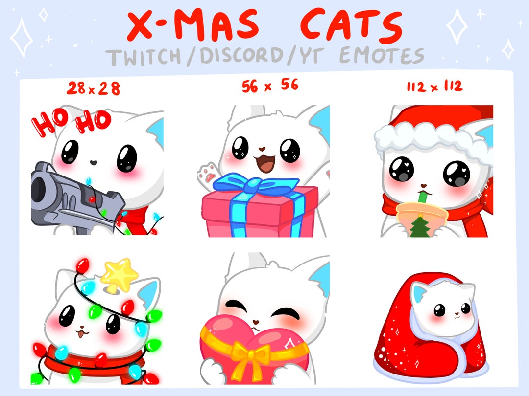 White Christmas Cats Twitch Emote | Discord, Xmas, P2U, Overlay, Screen ...