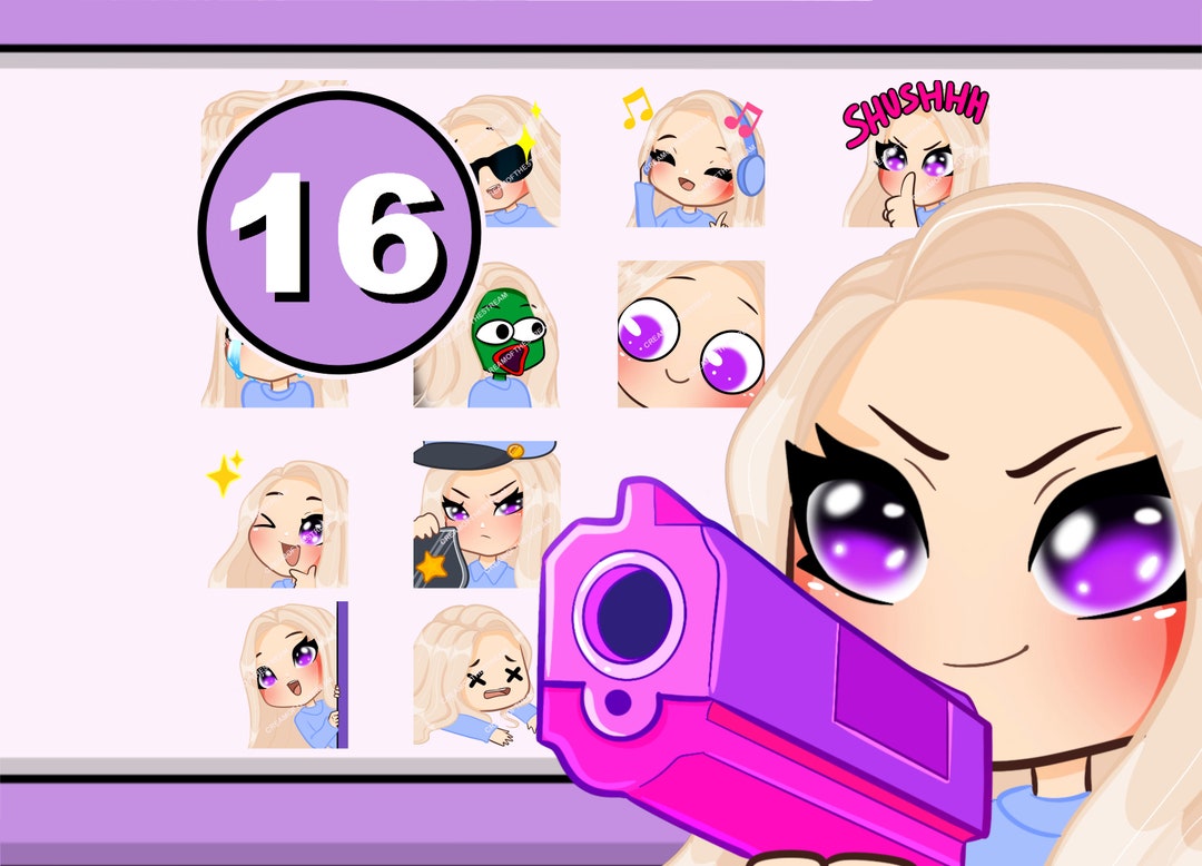 Egirl Emotes 16pcs ( Astrid | Light Blond Hair | Purple Eyes | Pale ...