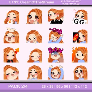 Discord Emote Twitch 70pcs Girl FELICIA : Ginger Hair - Etsy