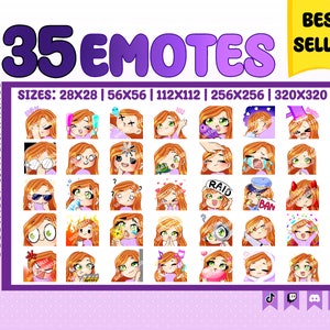 Kick Emotes Chibi Girl ( Ginger Hair, Vanilla Skin, Green Eyes ) Pack ...