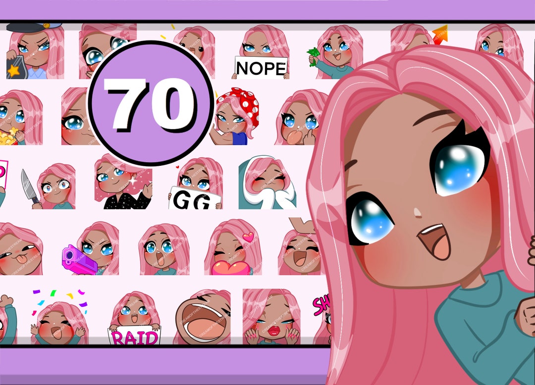 Emot P2u Emote 70pcs Set ( Bethany | Pink Hair | Blue Eyes | Carmel ...