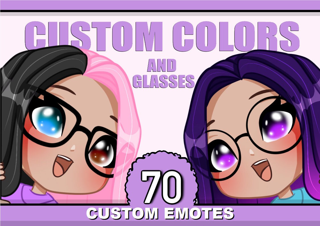 70 CUSTOM Twitch Chibi Emotes NEW CUSTOM Colors and Glasses - Etsy ...