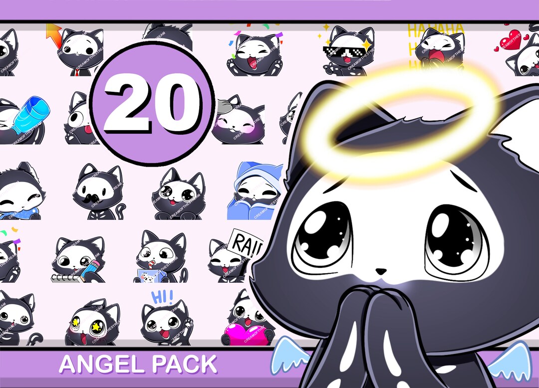GOOD 20 SKELETON CAT Emotes Bundle Pack | Hallowen Chibi Emotes Cute ...