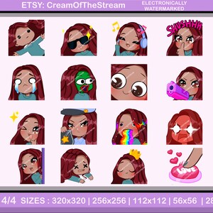 Twitch Emote Pack 16pcs ( Agnes | Maroon Hair | Brown Eyes | Carmel ...