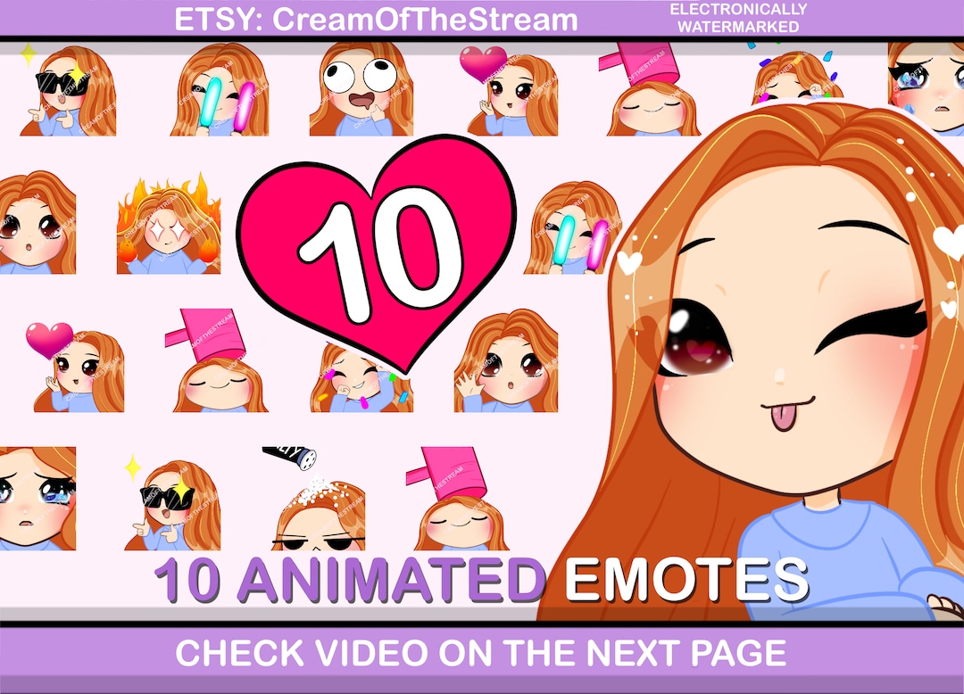10 Pcs SMOOTH Animated Emotes (felicia : Ginger Hair | Brown Eyes ...