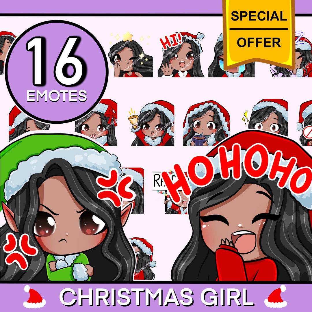 Christmas Chibi Emotes ( Joan | Black Hair | Brown Eyes | Carmel Skin ...