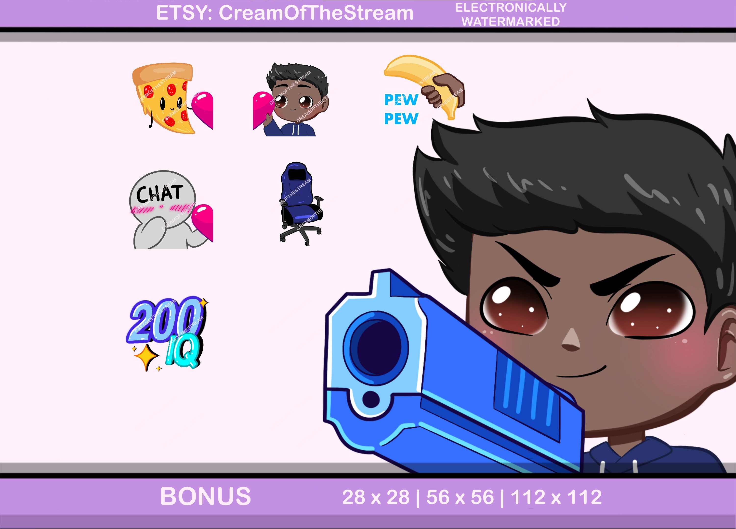 Kick Emotes 70pcs Chibi Boy ( RAY : Black Hair | Brown Eyes | Mocha ...