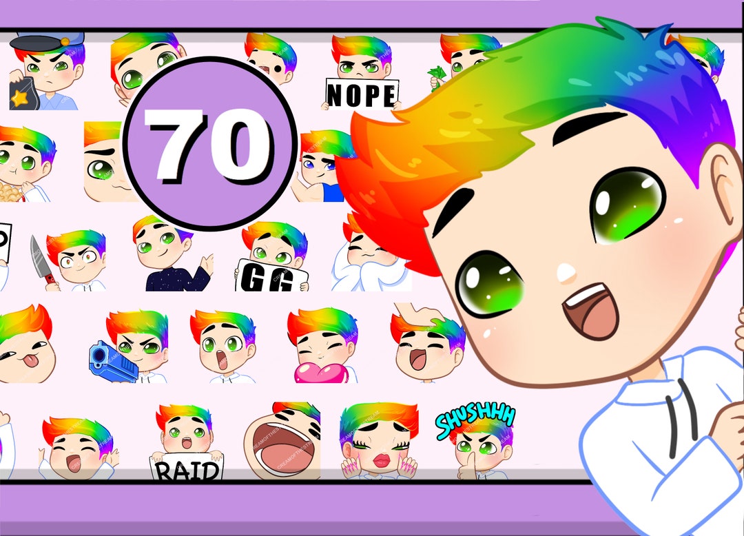Gay Flag 70pcs BOY Emotes ( PRIDE : Rainbow Hair | Green Eyes | Pale ...