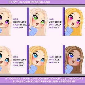 Discord Emotes Emojis 70pcs ( Girl EMILY : Light Brown Hair | Blue Eyes ...