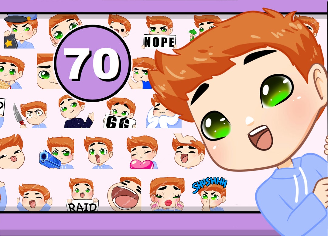 Emotes Twitch 70pcs Boy ( KEN: Ginger Hair | Green Eyes | Pale Skin ...