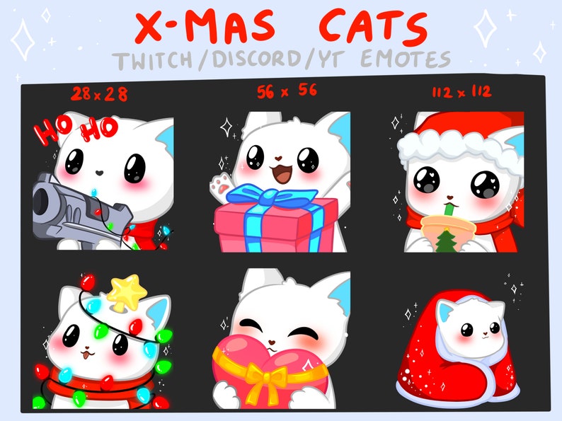 White Christmas Cats Twitch Emote | Discord, Xmas, P2U, Overlay, Screen ...