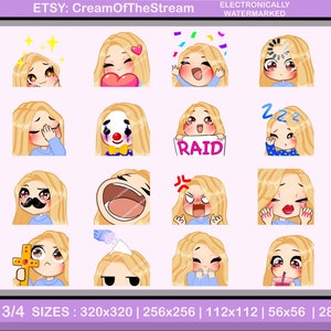Twitch Emotes Girl Emote Kick Emotes 70pcs Pack ( Lesley : Blonde Hair ...