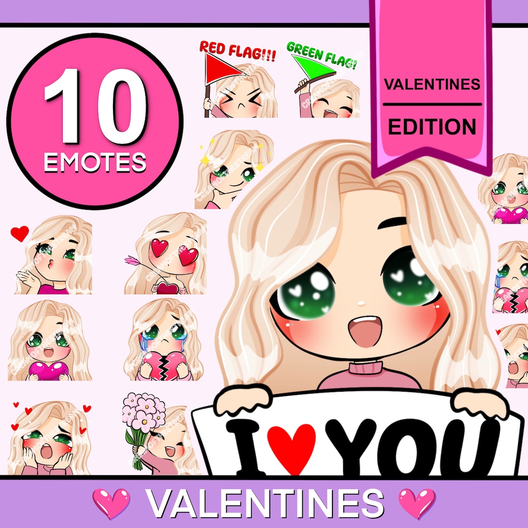 Valentines Day Emotes Chibi Girl Emote ( Mya | Light Blonde Hair ...