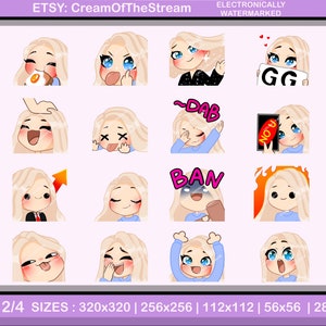 Emojis Chibi Girl Emotes 70pcs ( SOPHIA : Light Blond Hair | Blue Eyes ...