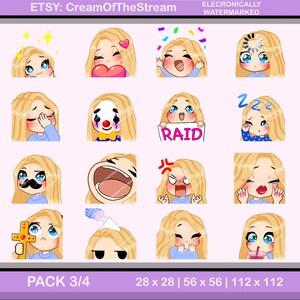 70pcs Chibi Girl Twitch Emotes Female LYDIA : Blond Hair - Etsy