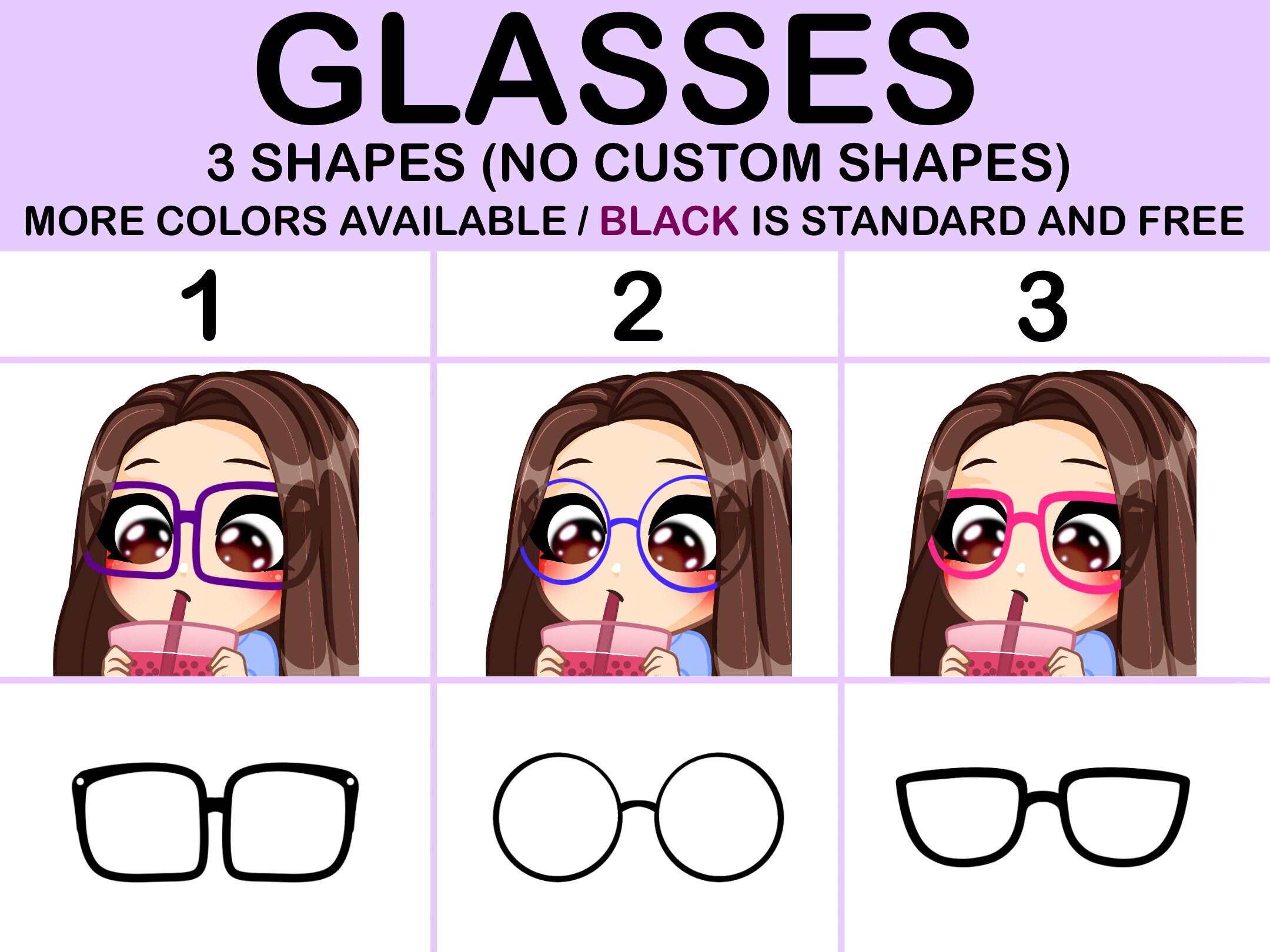 70 CUSTOM Twitch Chibi Emotes NEW CUSTOM Colors and Glasses - Etsy ...