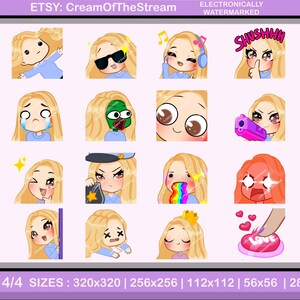 Twitch Emotes Girl Emote Kick Emotes 70pcs Pack ( Lesley : Blonde Hair ...