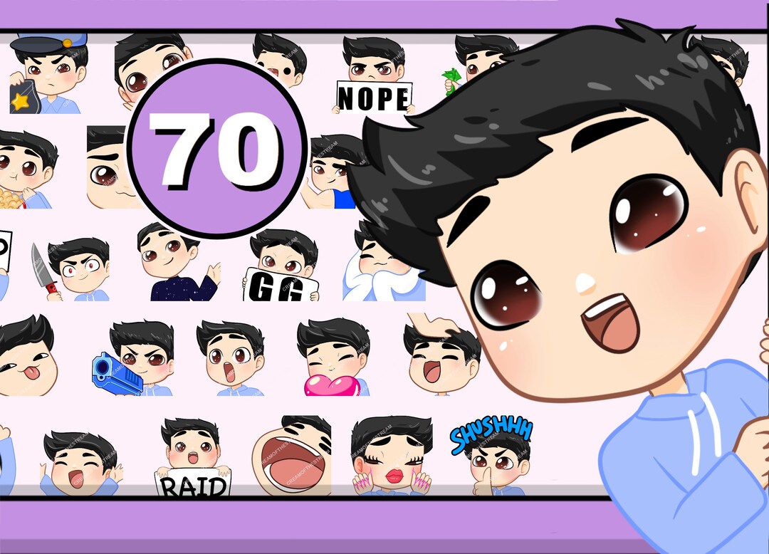 Emojis 70pcs Chibi Boy Pack ( JACOB: Black Hair | Brown Eyes | Pale ...