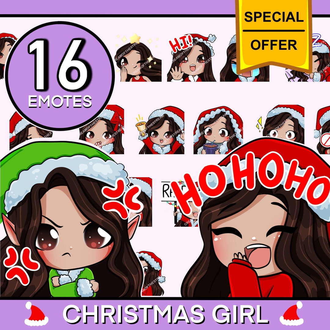 Christmas Emotes Kawaii Girl Emotes ( Zoe | Dark Brown Hair | Brown ...
