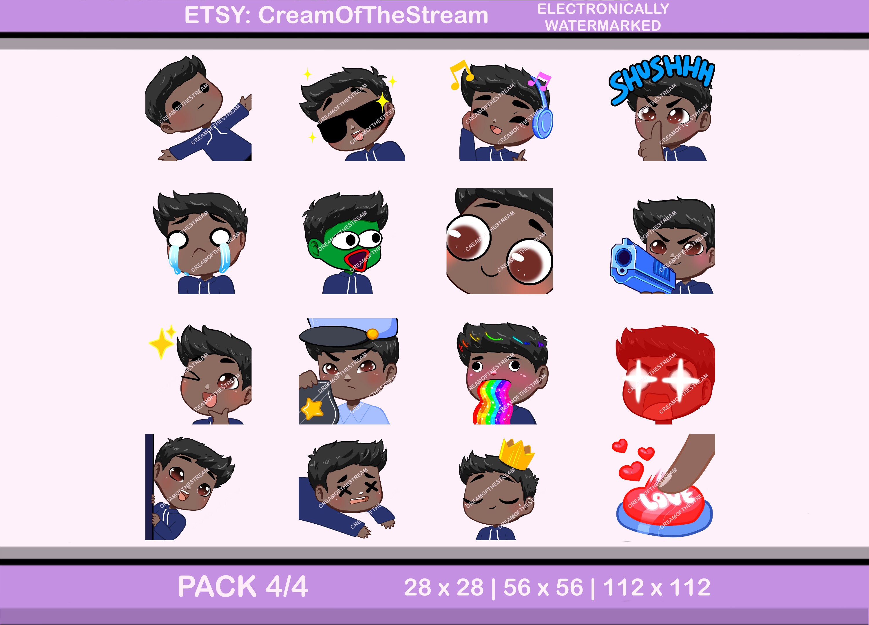 Kick Emotes 70pcs Chibi Boy ( RAY : Black Hair | Brown Eyes | Mocha ...
