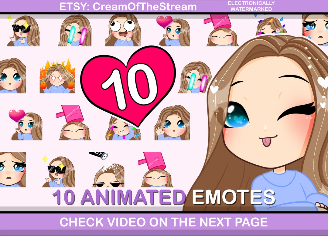 SMOOTH 10pcs Animated Emotes EMILY : Light Brown Hair Blue Eyes Pale ...