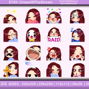 Discord Emojis | Emotes Twitch 70pcs ( Girl DIANE: Maroon Hair | Hazel ...