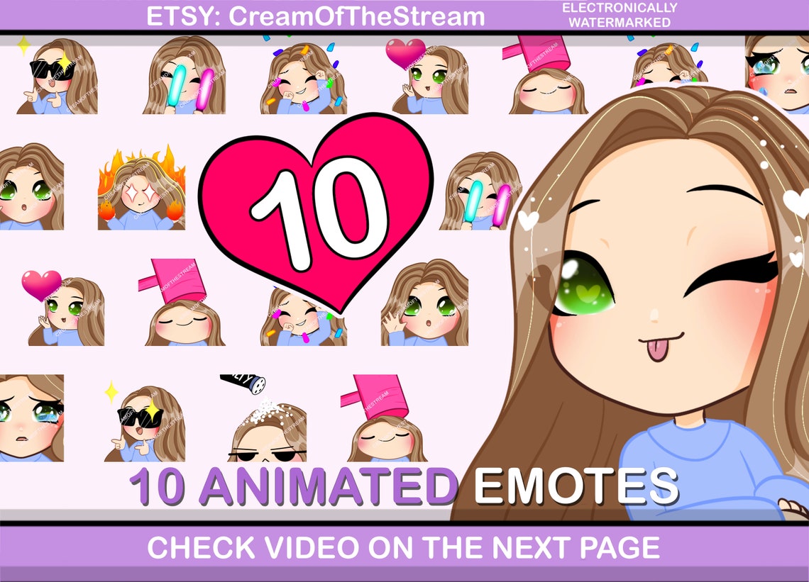 SMOOTH 10pcs Animated Emotes ( HELEN : Light Brown Hair | Green Eyes ...