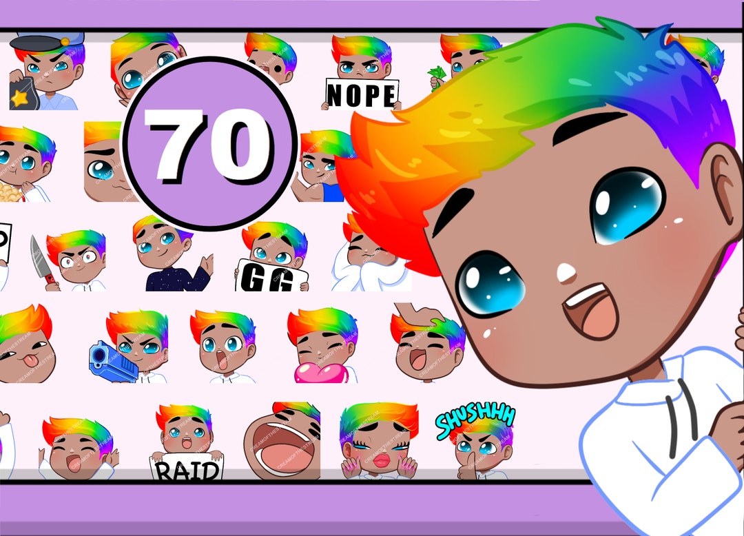 LGBT Emotes 70pcs ( PRIDE : Rainbow Hair | Blue Eyes | Carmel Skin ) - Etsy