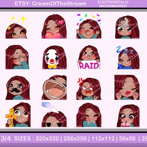 Discord Emojis | Emotes Twitch 70pcs ( Agnes | Maroon Hair | Brown Eyes ...