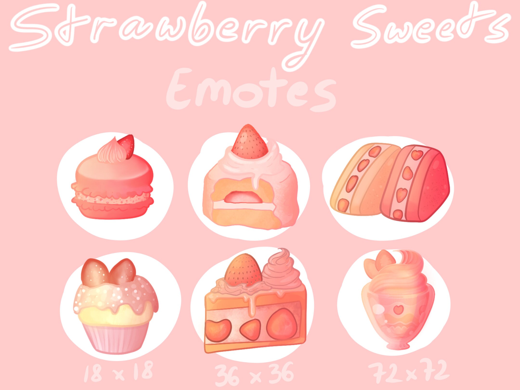 CUTE STRAWBERRY SWEETS Emotes Twitch Graphics Youtube - Etsy