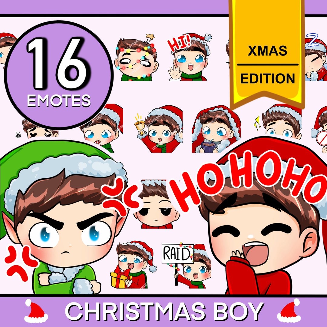 Xmas Streamer Emotes Twitch Emote Pack ( Adam | Brown Hair | Blue Eyes ...