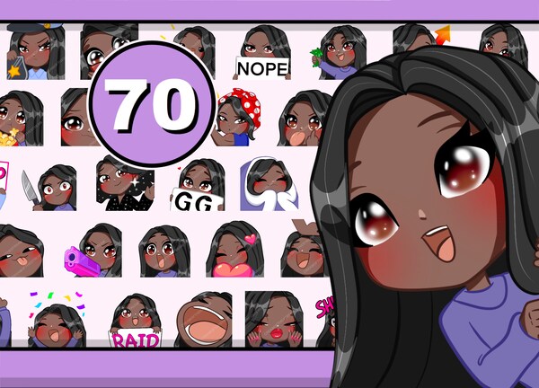 Pink Kiss Mwah Animated Twitch Emote Comes With Static Emote Text ...