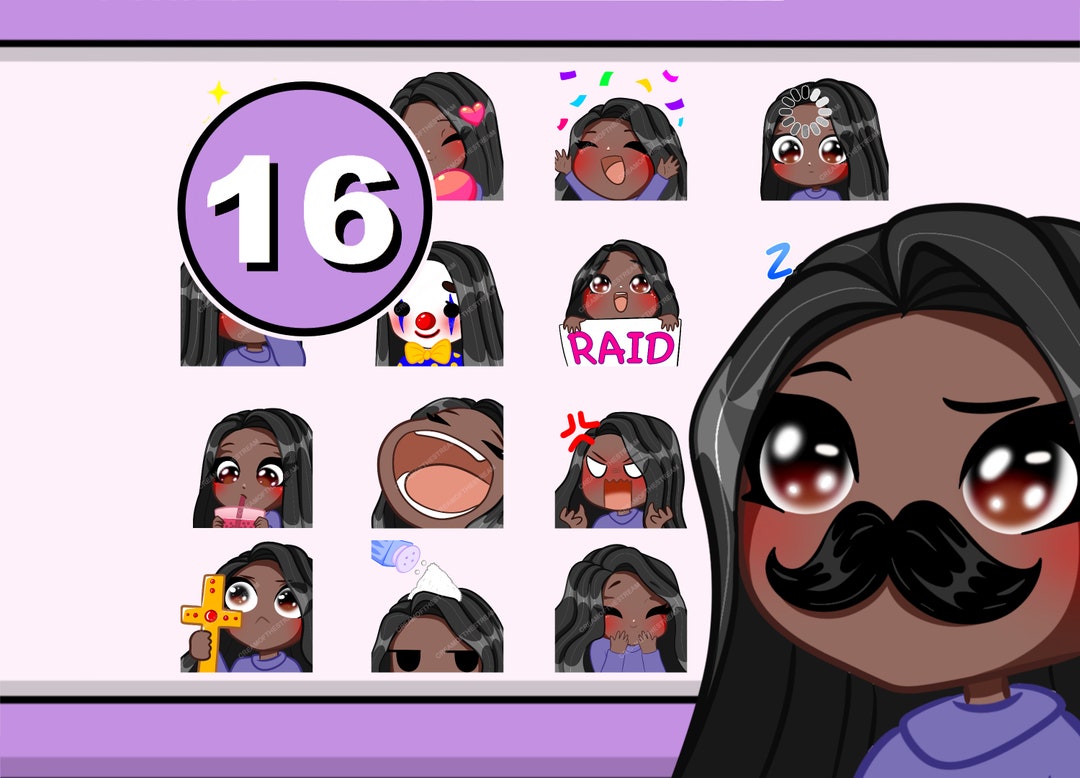 Egirl Emotes 16pcs ( Girl NICOLE: Black Hair | Brown Eyes | Mocha Skin ...