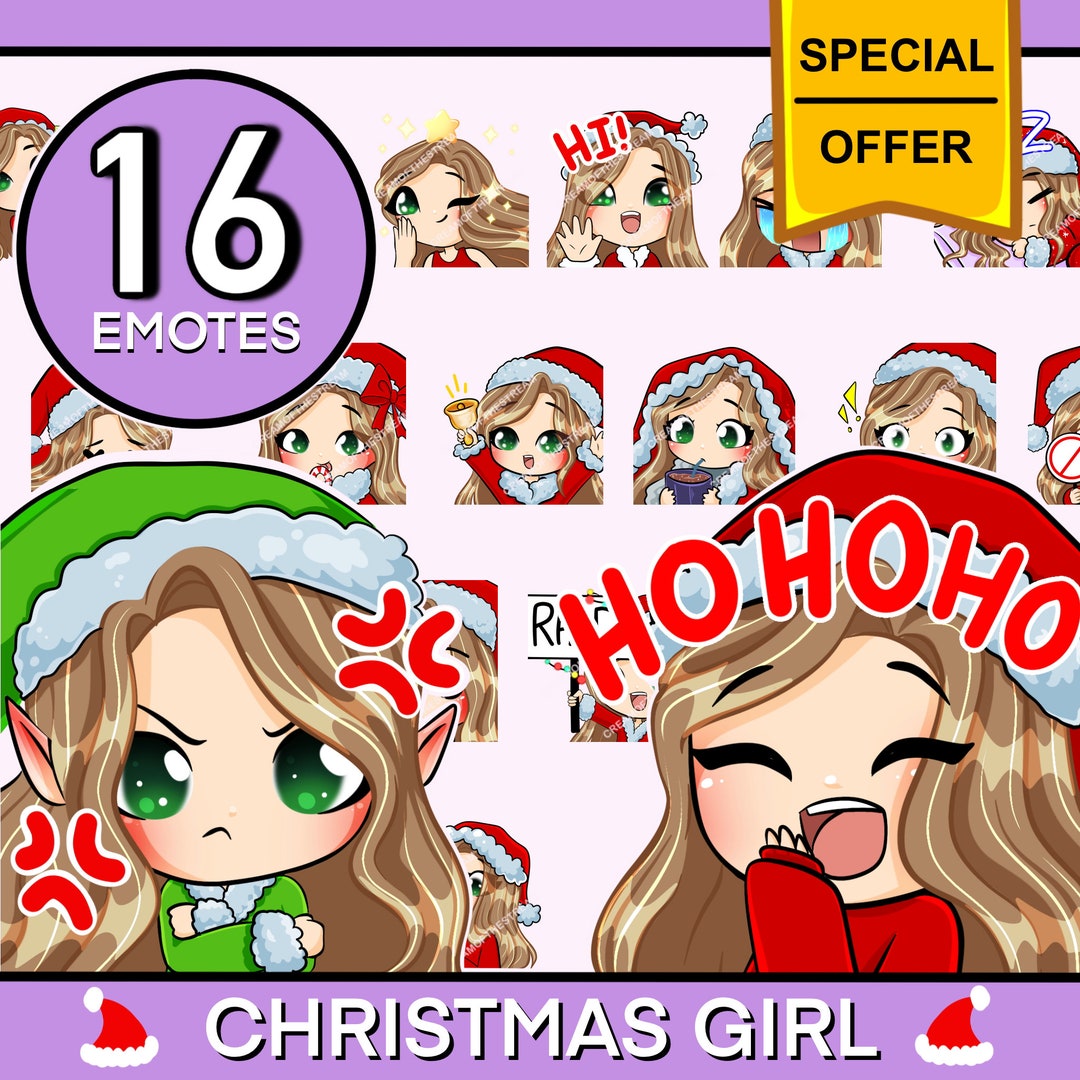 Christmas Twitch Emotes Digital Download ( Sarah | Light Brown Hair ...