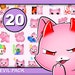 42 Pink Cat Emotes Mega Pack Twitch Emote Cute Chibi Kitten Furry Pet ...