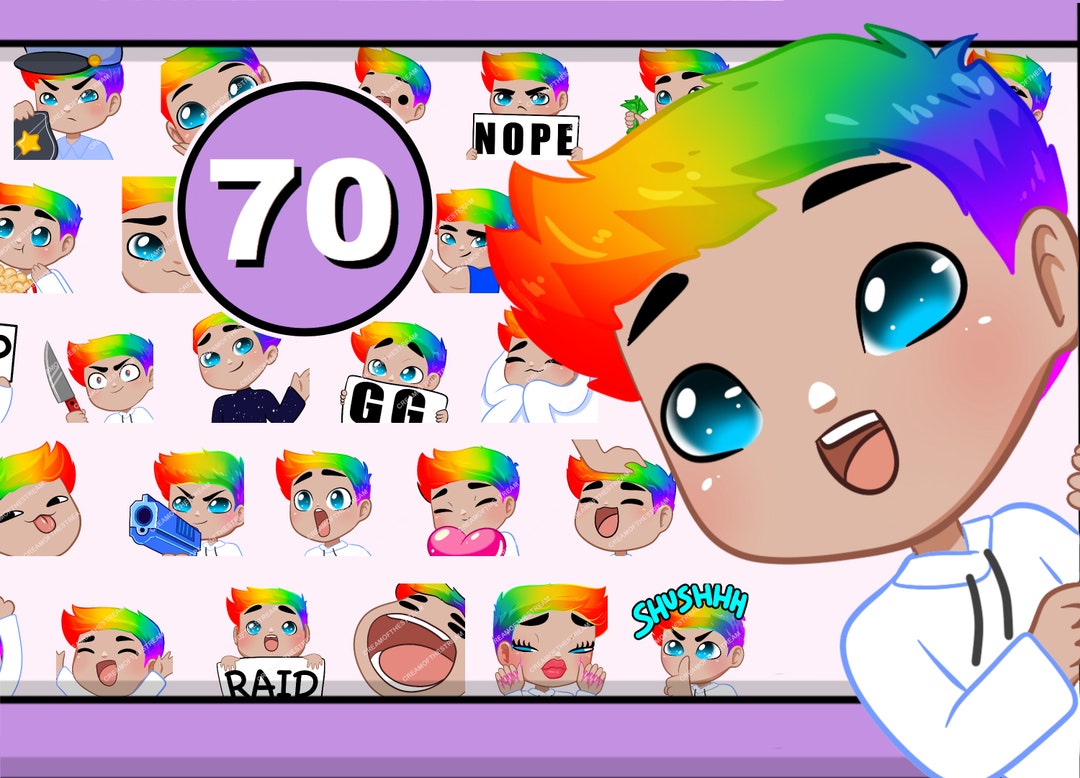 Trans Flag Hair 70pcs BOY Emotes ( PRIDE : Rainbow Hair | Blue Eyes ...