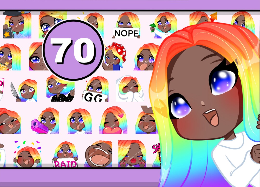LGBT Emotes 70pcs ( PRIDE : Rainbow Hair | Opal Eyes | Mocha Skin ) - Etsy