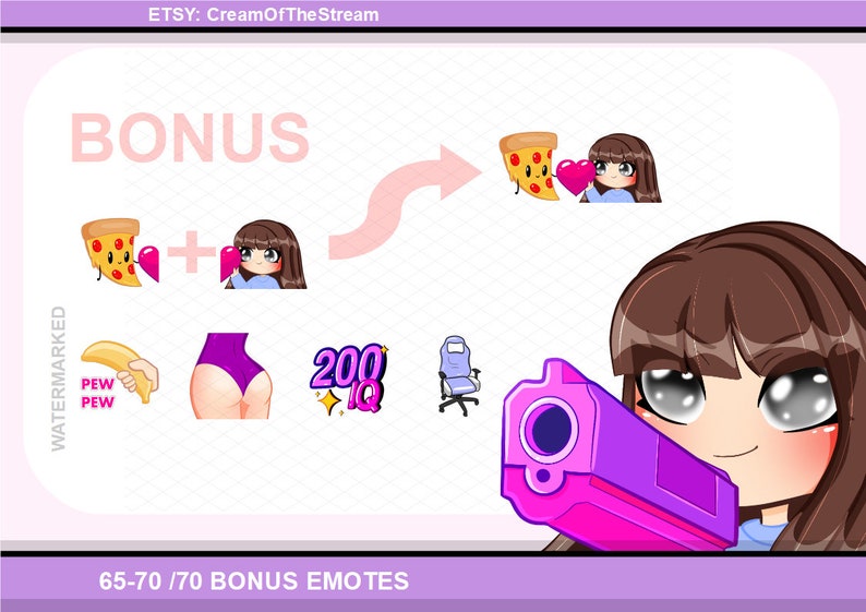 70pcs Chibi Girl Twitch Emotes Female Mysti FRINGE : Brown - Etsy
