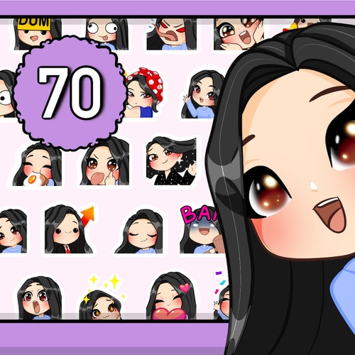 Twitch Emotes Mega Pack Curly Black Hair Brown Eyes Tan Etsy