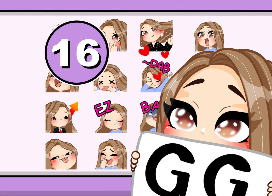 Discord Emote 16pcs ( XENA : Light Brown Hair | Hazel Eyes | Pale Skin ...
